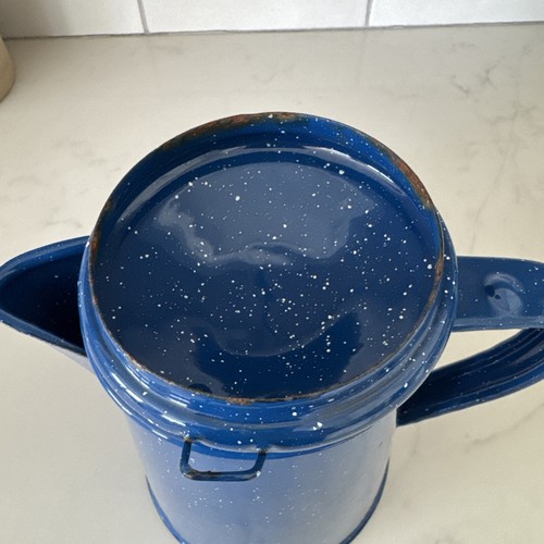 Vintage Enamel Ware Blue White Speckled Camping/Cowboy Coffee Pot ...