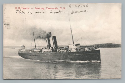 SS Boston Steamer—Yarmouth NS Nova Scotia—Rare Antique Boat Steamship ...