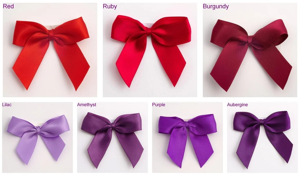 Satin Bows 5cm Self Adhesive Ribbon Pre Tied Large Bow Wide Gift Craft ...
