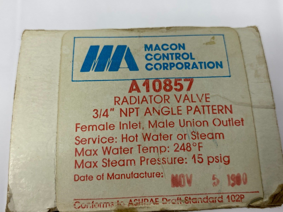 Macon Control A10857 3/4" NPT Radiator Valve Angle Pattern | eBay