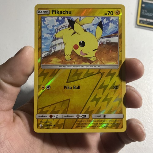 Pikachu 54/214 LP/NM Reverse Holo Unbroken Bonds Foil SM Pokemon TCG ...