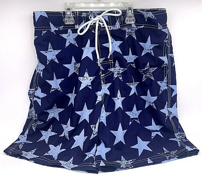 Uzzi Active Wear Mens Navy with Stars Swimming Trunks with Lining Size ...