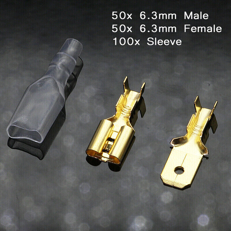 200x Electrical Wire Crimp Connectors 2.8/4.8/6.3mm Spade Male Female ...