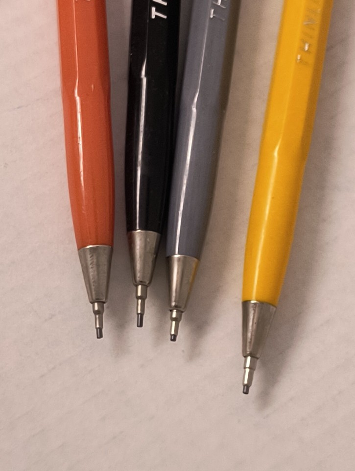 4 Scripto Thinline Mechanical Pencil Yellow, Black, Orange, & Grey New ...