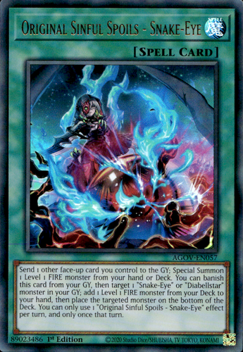ORIGINAL SINFUL SPOILS - SNAKE-EYE AGOV-EN057 ULTRA RARE 1ST ED YuGiOh ...