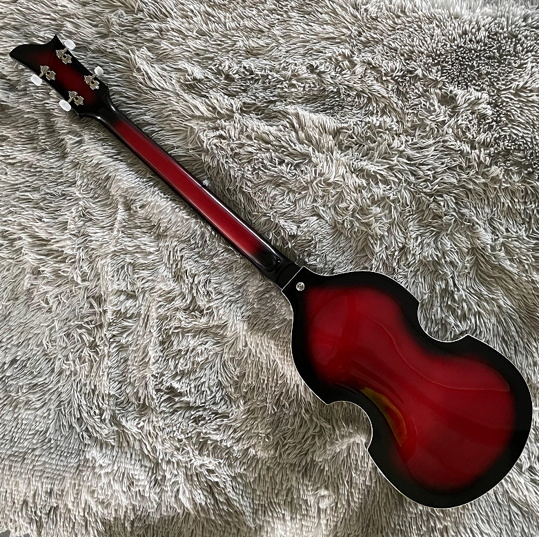Custom Violin Lgnition 4-strings Bass Guitar Red Mini Pickups Hollow ...