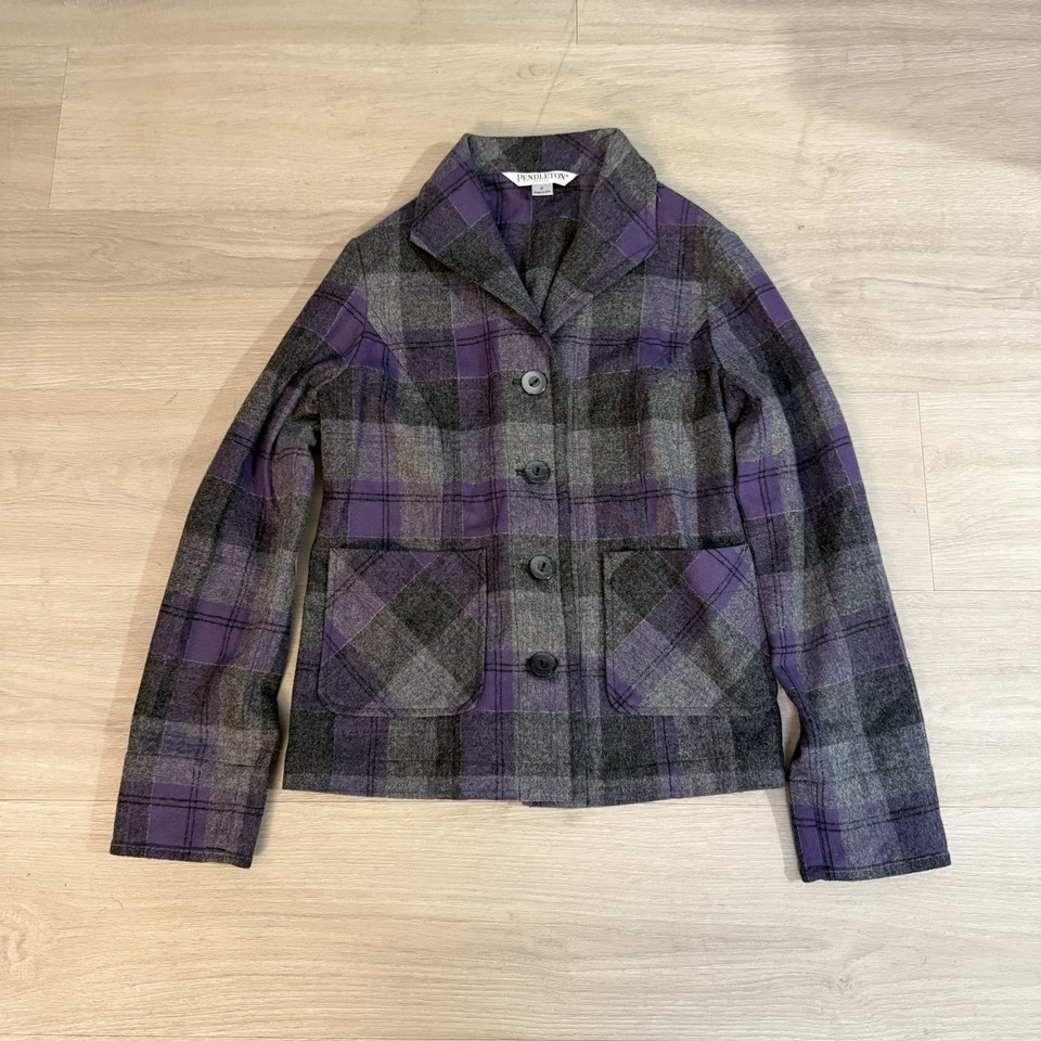 Vintage Pendleton Size P 100% Virgin Wool Purple Plaid Lightweight ...