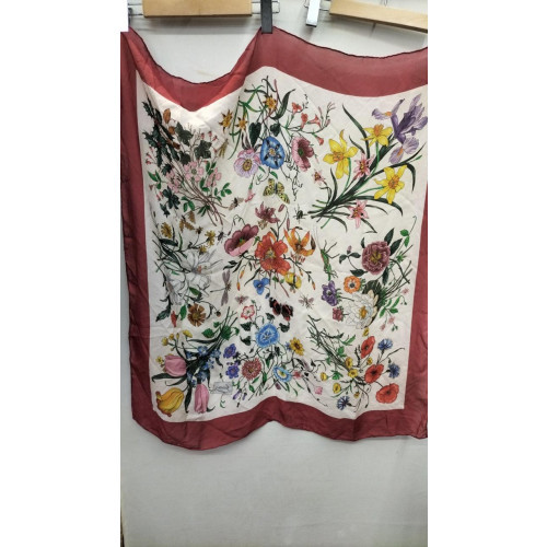 GUCCI Large Silk Scarf Red | eBay