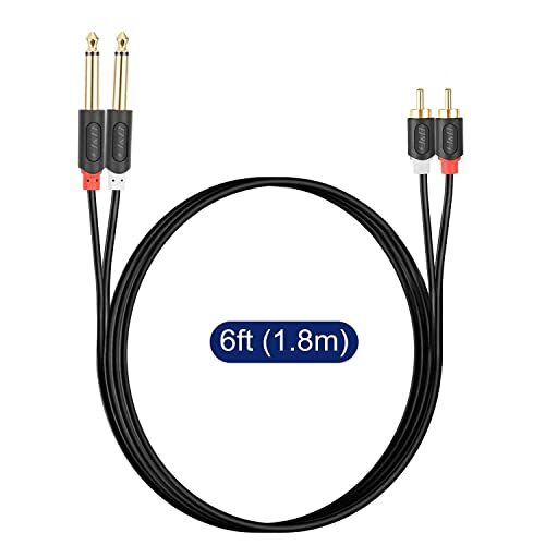 Dual 1/4 inch TS to Dual RCA Stereo Audio Interconnect Cable, Gold ...