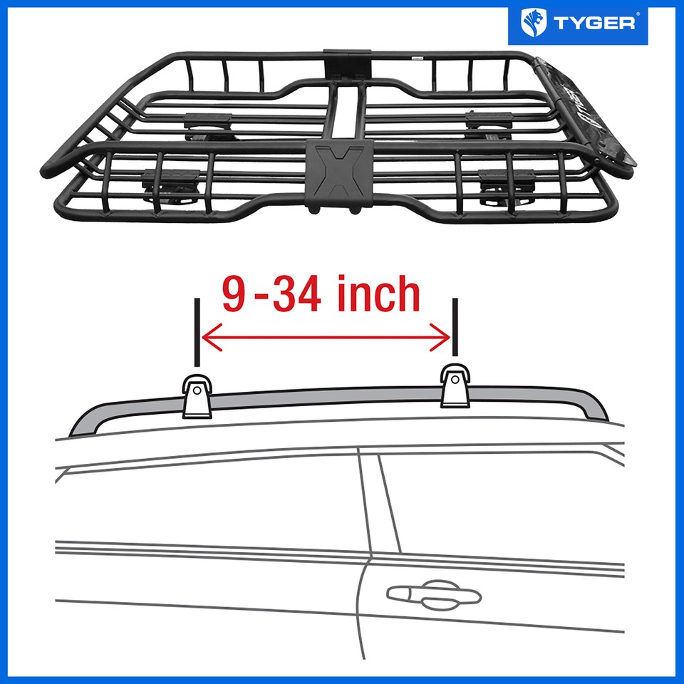TYGER Heavy Duty Roof Top Cargo Basket Luggage Carrier Rack 47"x37"x6 ...