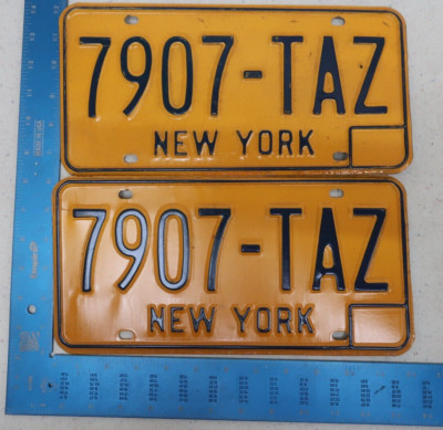 New York NY License Plate Pair Set 1973-1986 Tasmanian Devil 7907-TAZ ...
