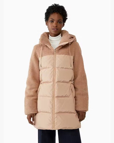 KATE SPADE Mixed Media Down & Sherpa Puffer Coat Surf Oatmeal/ Light ...