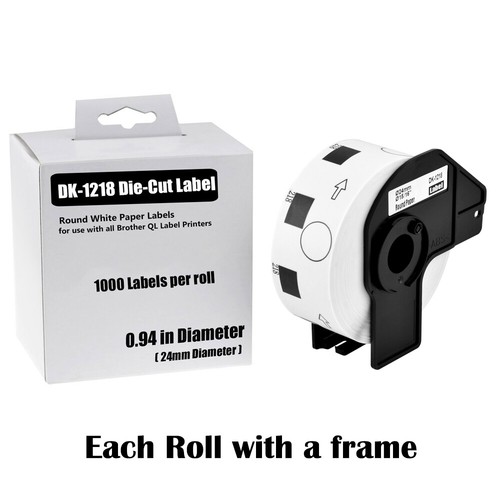 1Roll Round White Thermal Paper Labels DK-1218 for Brother QL Diameter ...