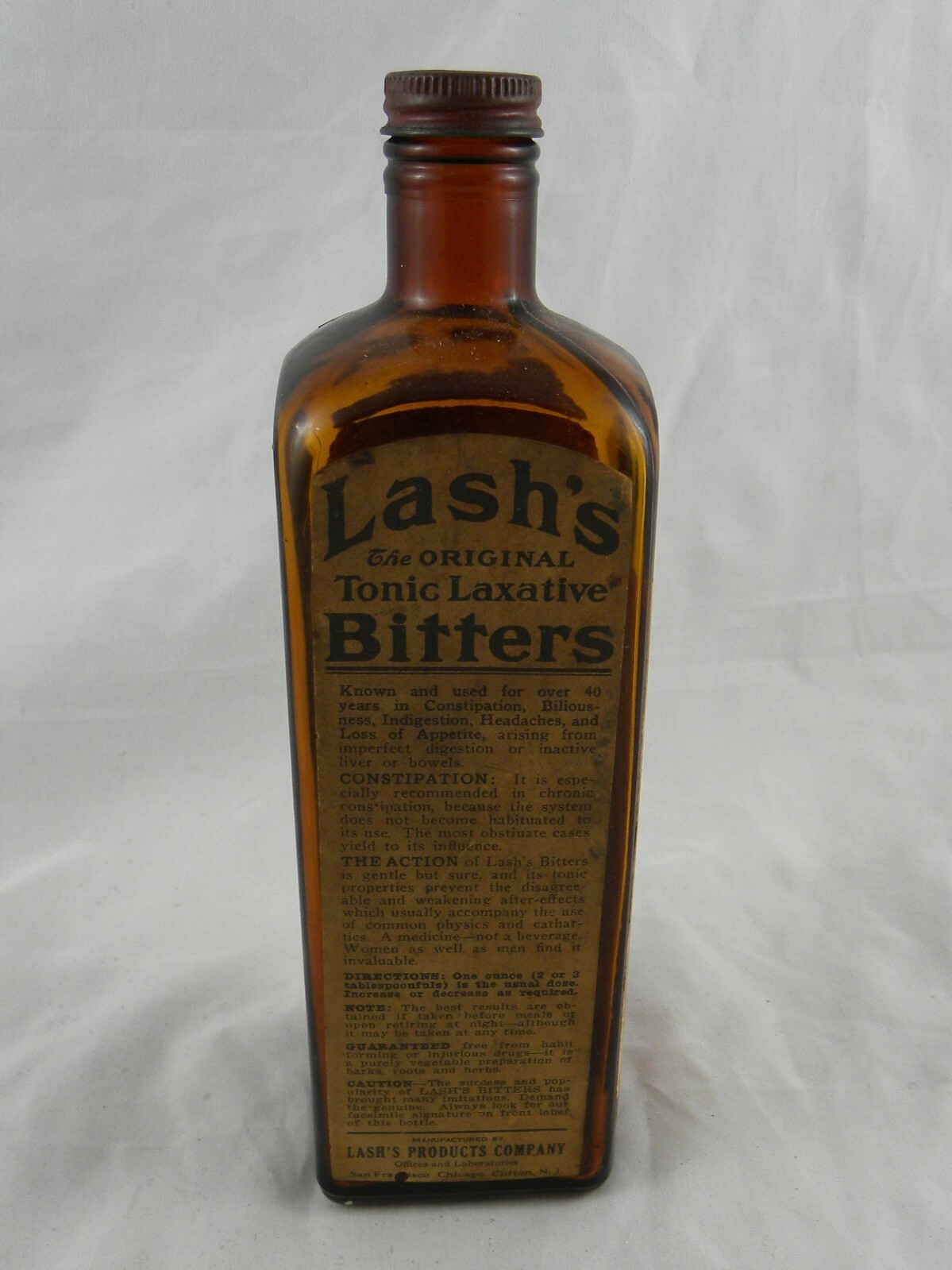 Vintage LASH'S Amber Brown Glass BITTERS Bottle | eBay