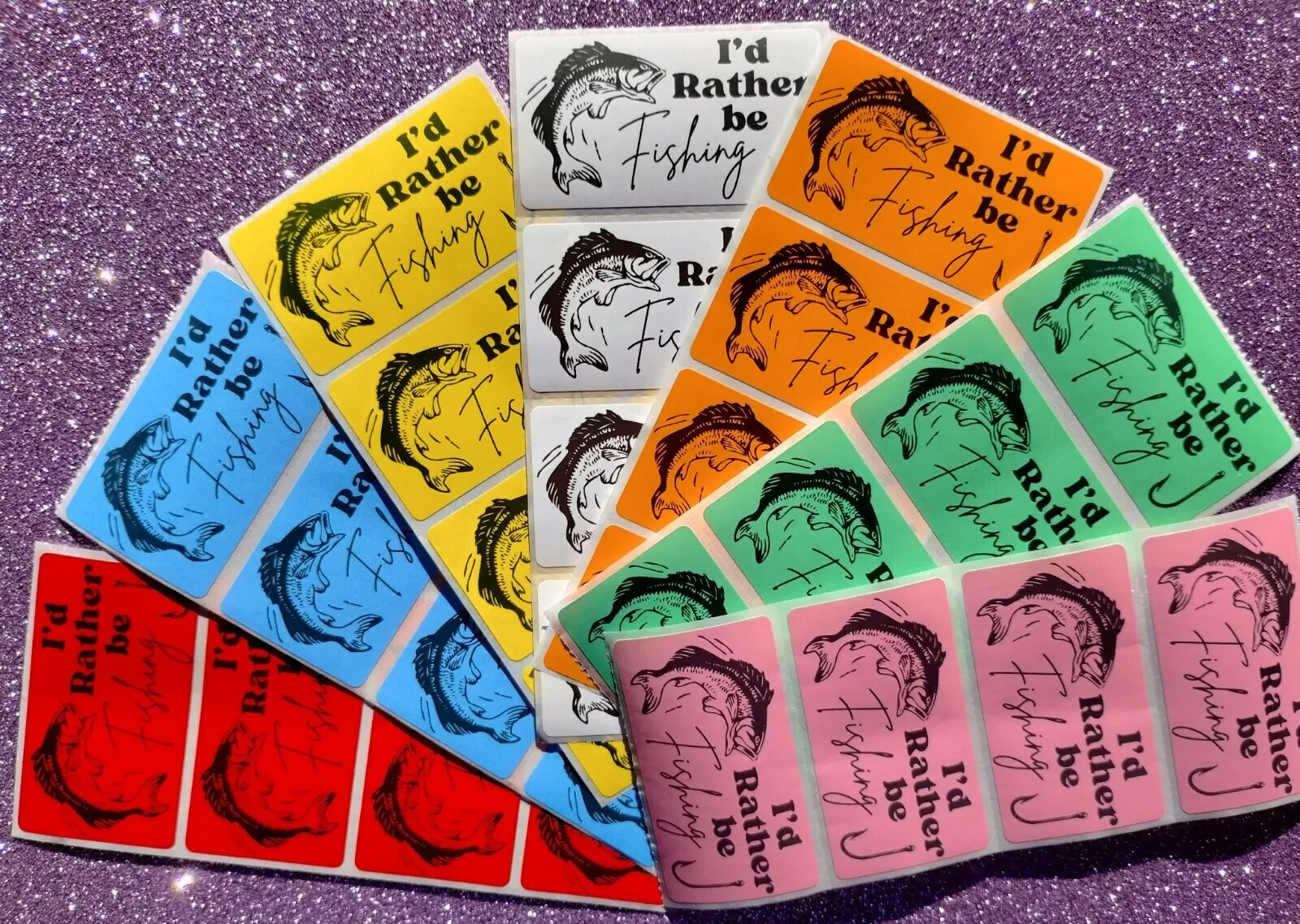 50 RATHER BE FISHING STICKERS 2.25" LABELS SEALS FEEDBACK SHOP SCRATCH ...