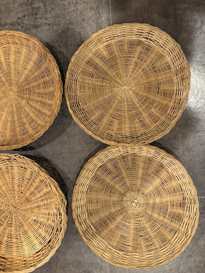 Vintage Wicker Rattan Paper Plate Holders Set of 12 Boho Wall Baskets ...