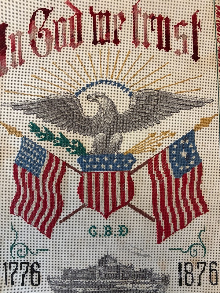 Antique Paper Punch Sampler Centennial 1776 1876 In God We Trust Eagle ...
