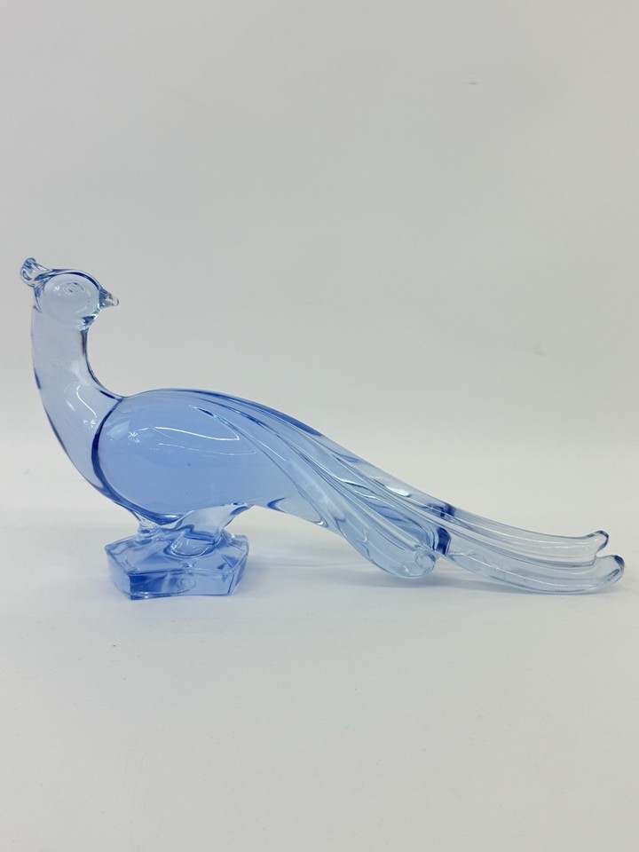 1940s Set of 2 Paden City Pheasant, Head Turned, Light Blue Art Glass ...