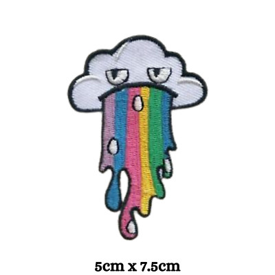 Barfing rainbow cloud Iron on Sew on Embroidered Patch | eBay UK