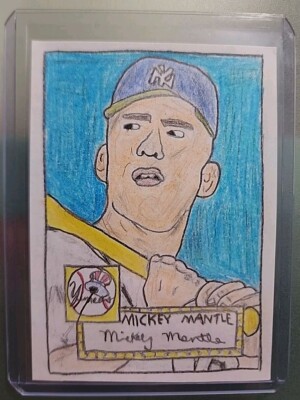 1/1 Mickey Mantle RC Rookie '52 TOPPS #311 💥ACTUAL HAND DRAWN💥 ONE OF A ...
