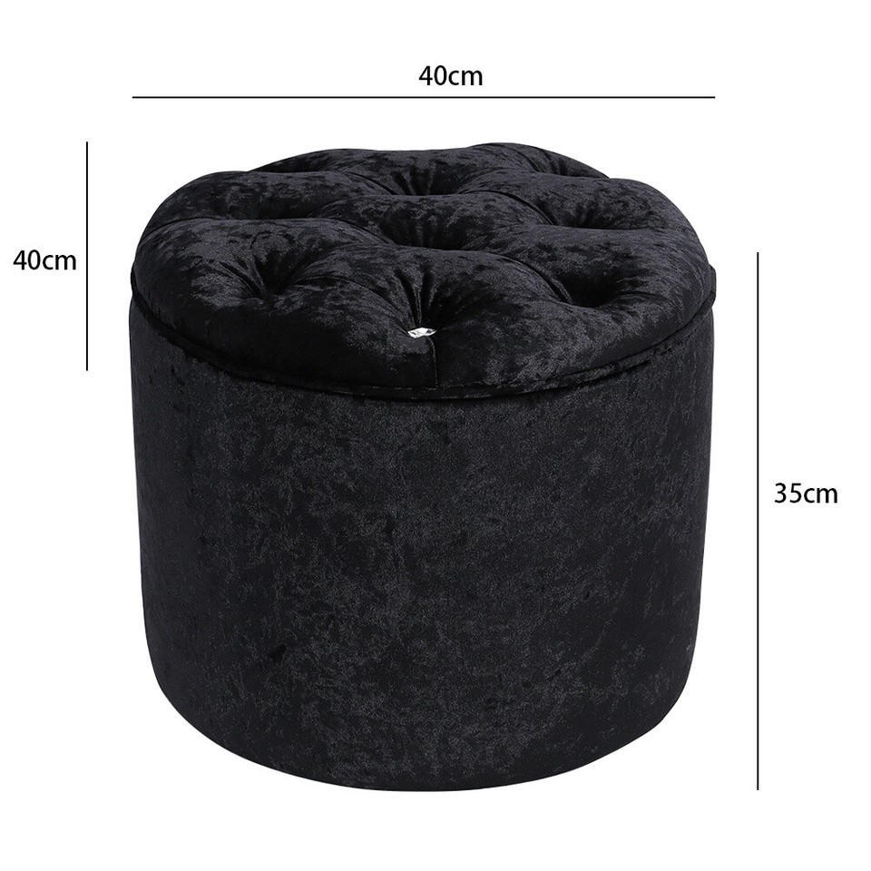 Crushed Velvet Footstool Large Round Chesterfield Button Pouffe Ottoman ...