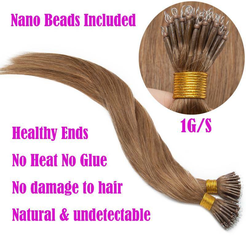 200g THICK Nano Ring Human Hair Extensions Nano Bead Micro Loop Link ...