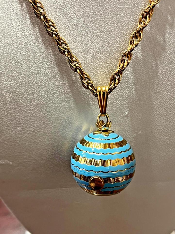 Vtg. Caravelle 1960'S Blue Enamel Ball Orb Watch w/ 24" Chain | eBay