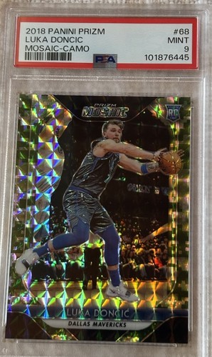2018 LUKA DONCIC ROOKIE PRIZM MOSAIC CAMO PRIZM #/25 PSA 9 MINT! POP 8 ...