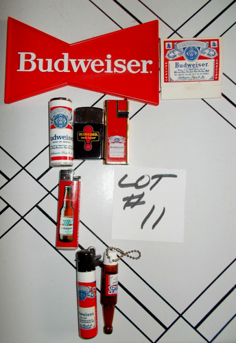 LOT OF 8 BUDWEISER ADVERTISING CIGARETTE LIGHTER*TEES*PEN LIGHTS~ NOS ...