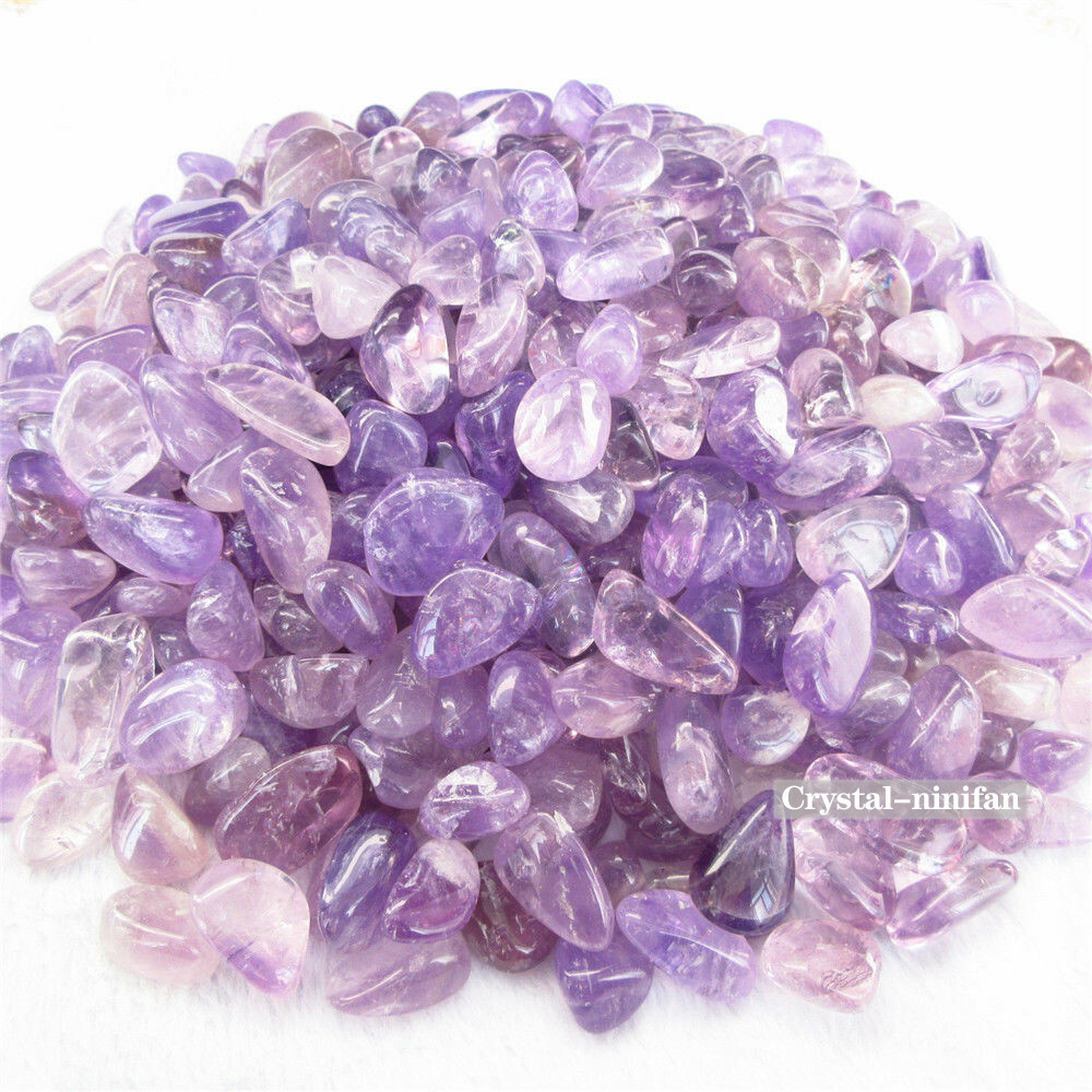 50g Natural Amethyst Light Purple Quartz Lavender Tumbled Crystal Bulk ...