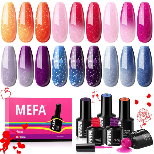 MEFA Color Changing Gel Nail Polish Set 6 Colors Winter Temperature ...