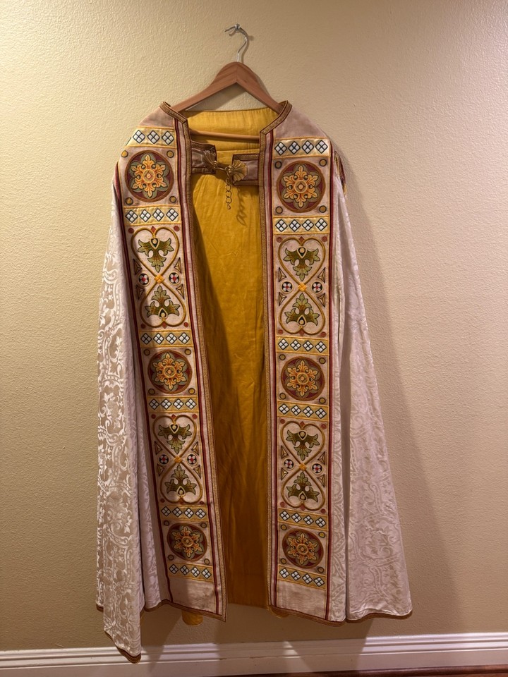 Antique French Catholic Chasuble (Priest's Cape) with Alpha and Omega ...