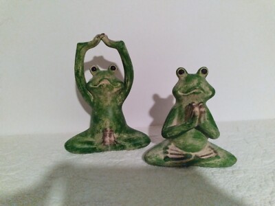 Ceramic Yoga frog figures Set of 2 | eBay