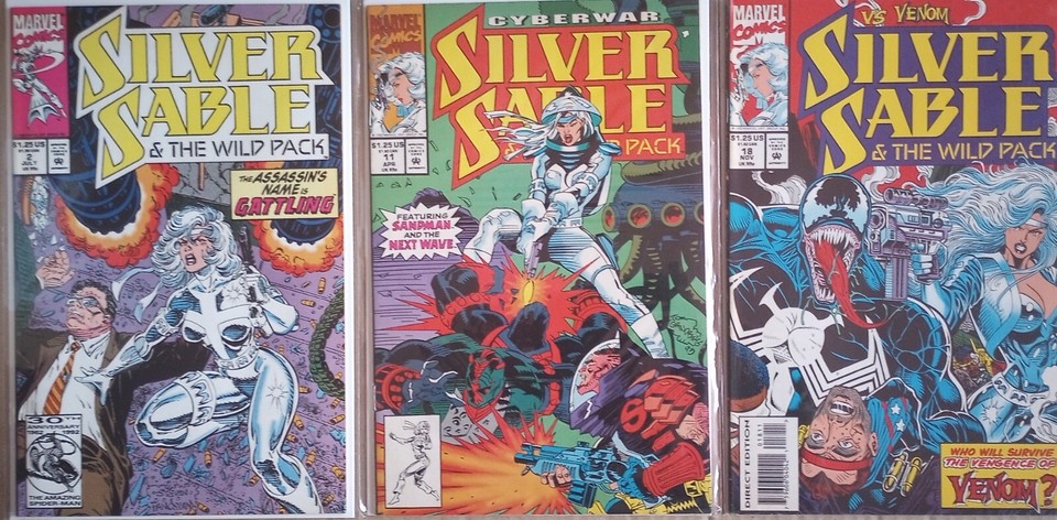 Marvel Comics Silver Sable & The Wild Pack #2 11 18 Lot Gattling Venom ...