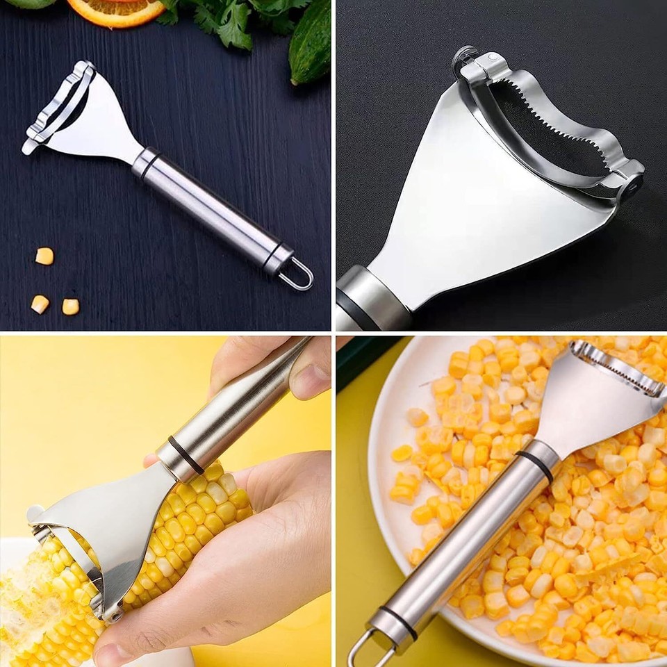 One-Step Corn Peeler Thresher Tool Kitchen Cob Kerneler Cutter Stripper ...