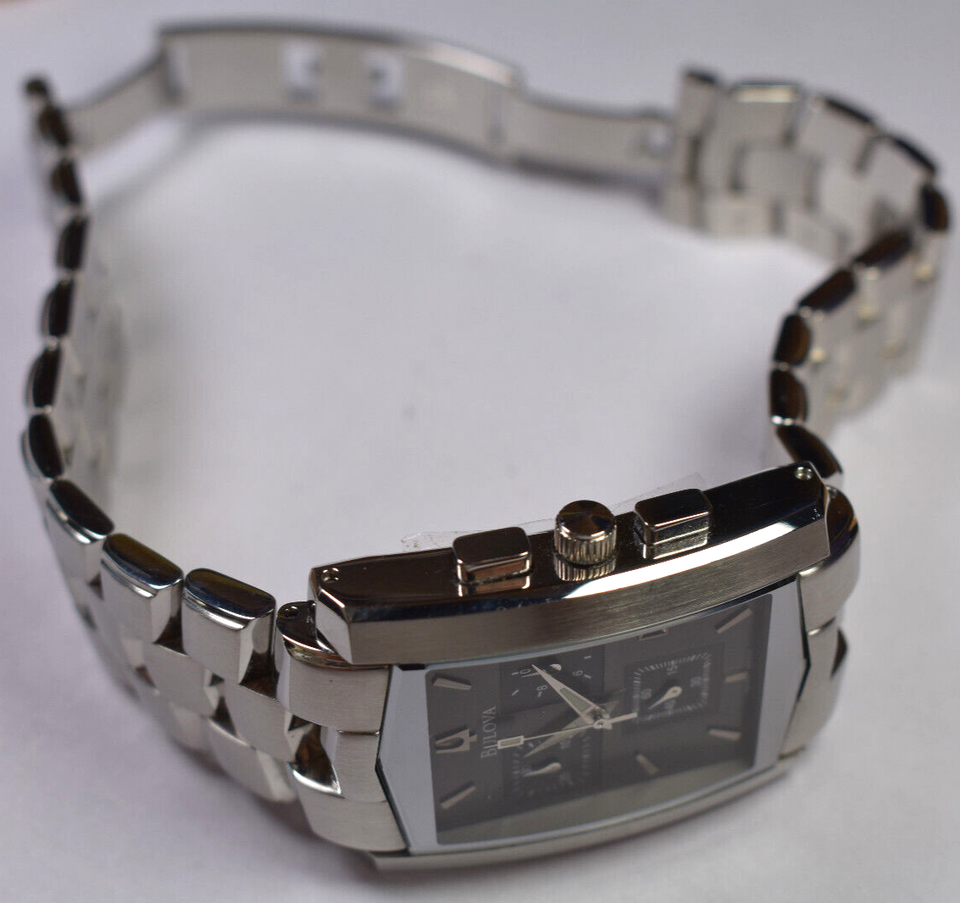 BULOVA 96G09 Men's Swiss Movement Chronograph WATCH Gray Dial SQUARE ...