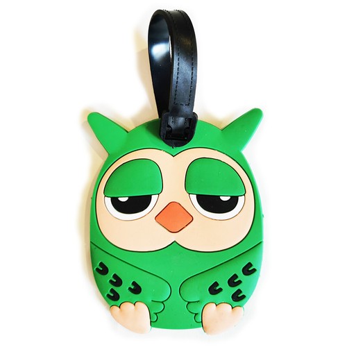 Pink Blue Owl Birds Fashion Luggage Tags Cute Holiday Suitcase Labels ...
