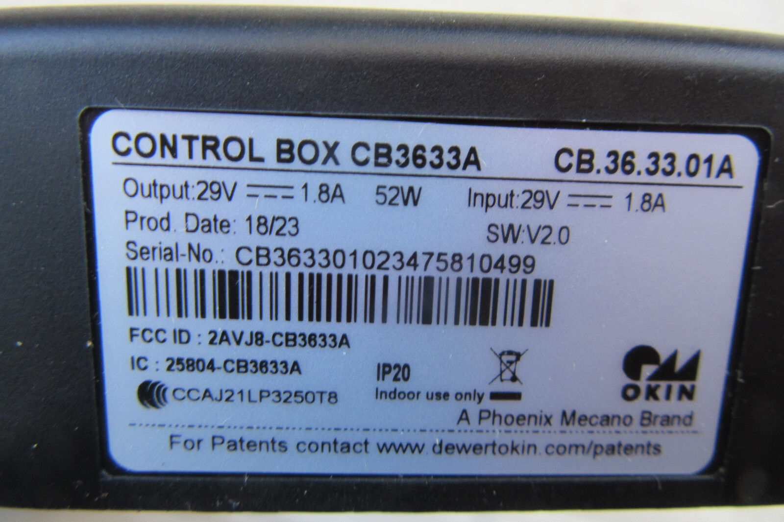 Okin Adjustable Bed base Control Box CB3633A | eBay