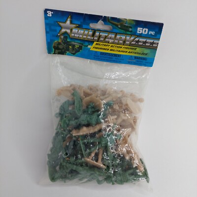 50 Piece Military Action Figures Mini Army Men Toy Soldiers Green Beige ...