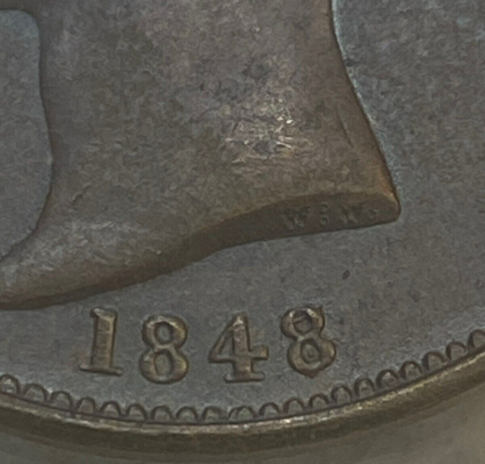 GREAT BRITAIN UK ENGLAND 1848/7 HALF PENNY " SUPER RARE ERROR OVERDATE ...