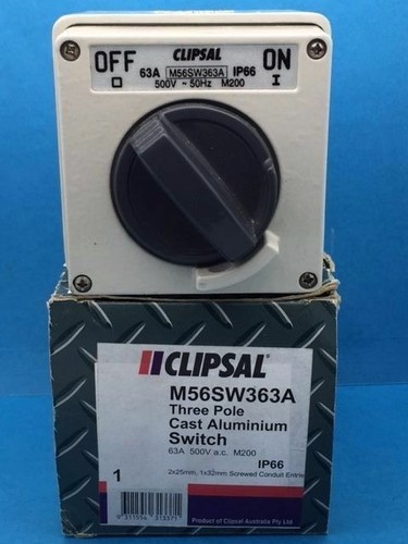 Clipsal Wilco M56SW363A Switch Cast Aluminium 3 Pole 63A 500V M200 IP66 ...