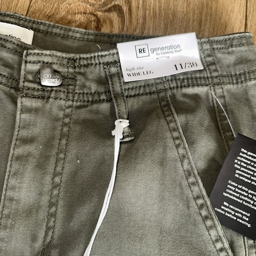 RE Generation High Rise Wide Leg Cotton Pants Green Juniors 11/26 NEW ...
