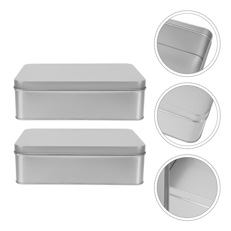 2 Pcs Iron Boxes Outdoor Storage Biscuit Containers Rectangular Candy ...