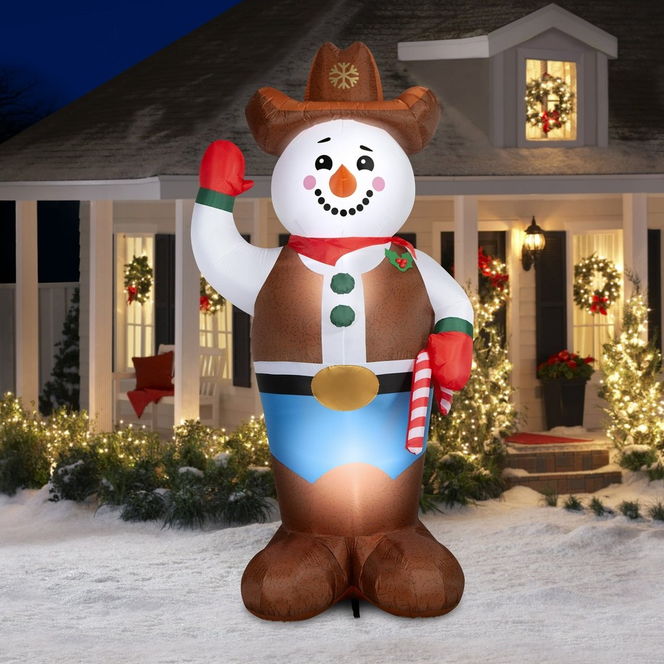 10 ft Snowman Cowboy Christmas Airblown Yard Inflatable Multicolor FREE ...