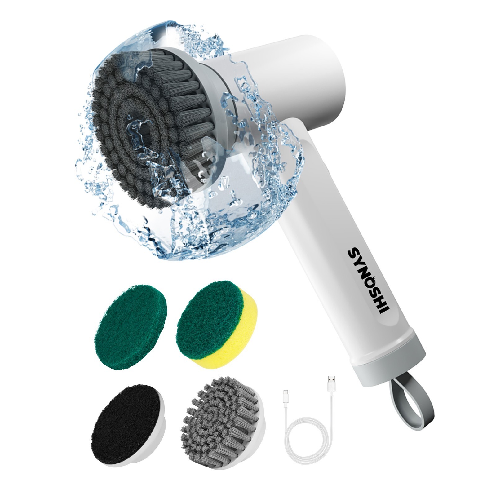 Synoshi Electric Spin Scrubber, Cleaning Brush with 3 Replaceable ...