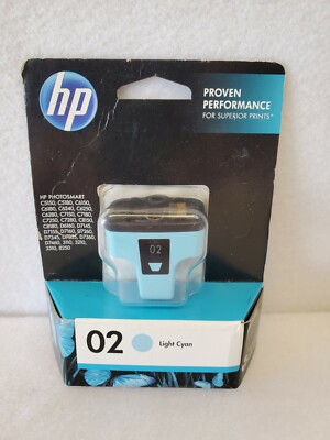 Genuine HP 02 Light Cyan Color Original Ink Printer Cartridge new ...