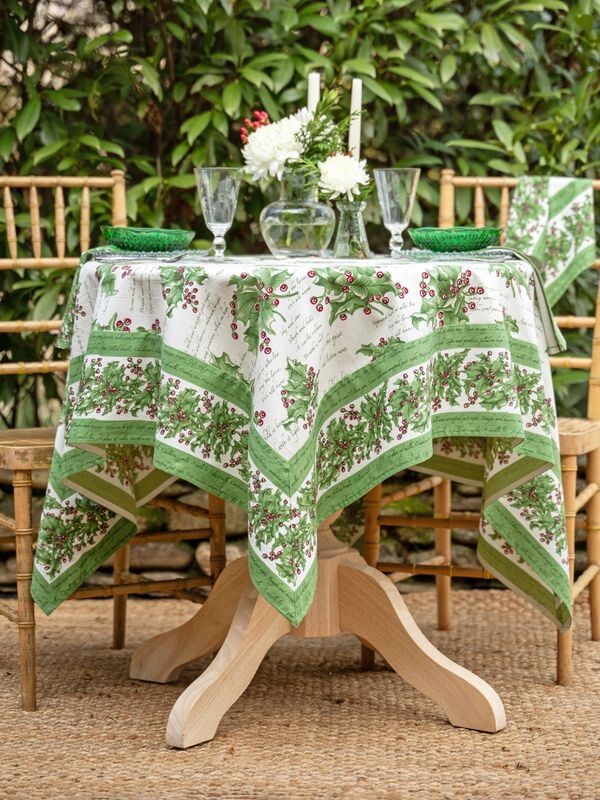 April Cornell Holly Song Holiday Tablecloth 54 x 54 Breakfast Cloth ...