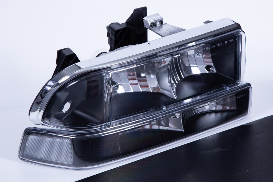 Black Clear Corner Headlights For 1998-2005 CHEVY S10/BLAZER Bumper ...