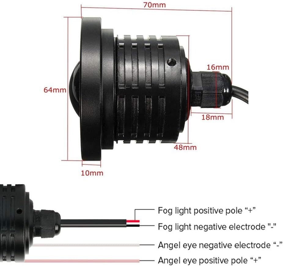 3.5" 12V 30W COB DRL Headlight Fog Light Projector Blue LED Angel Eyes ...