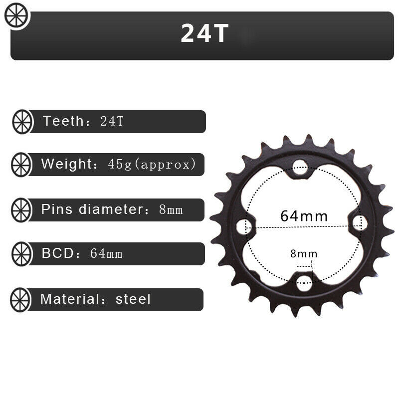 BUCKLOS MTB Chainring 22/24/26/32/38/42/44T Single/Double/Triple Speed ...
